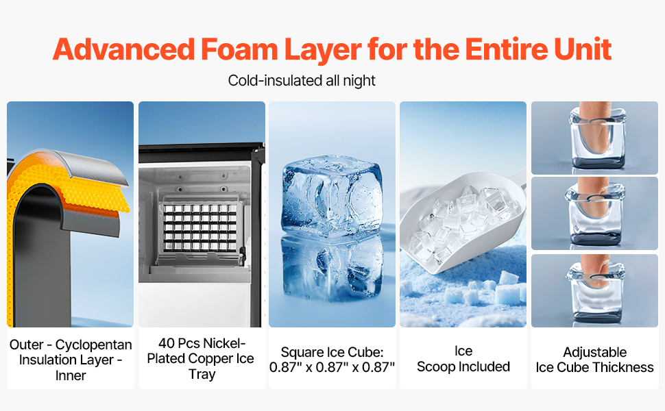 Undercounter Ice Maker 80 Lbs/Day Built-in Ice Maker Machine w ...