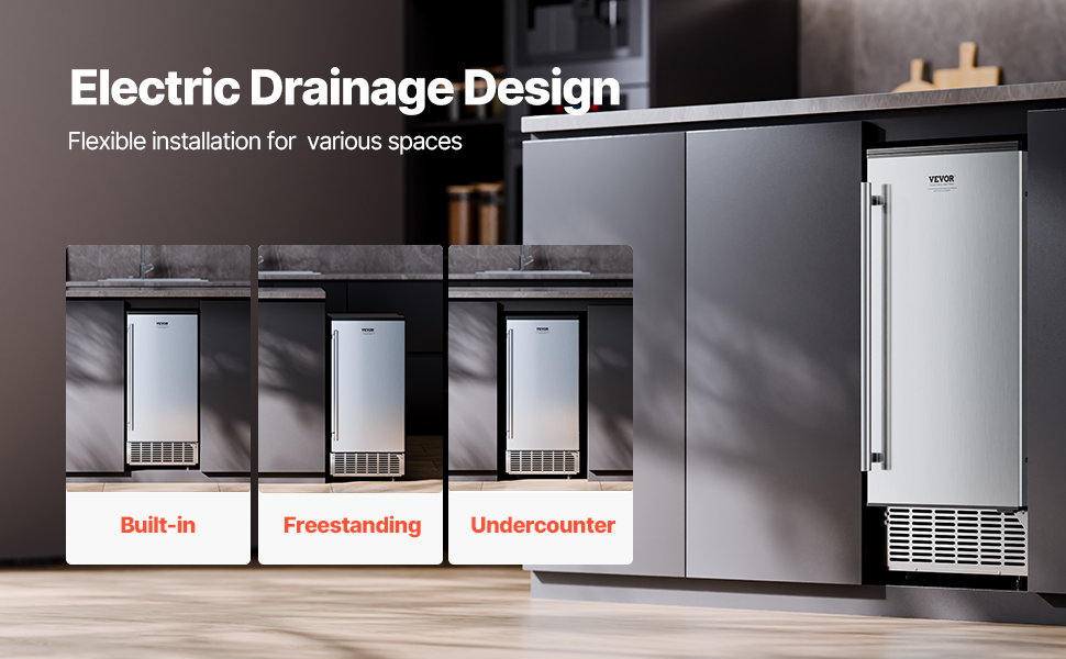 Undercounter Ice Maker 80 Lbs/Day Built-in Ice Maker Machine w ...