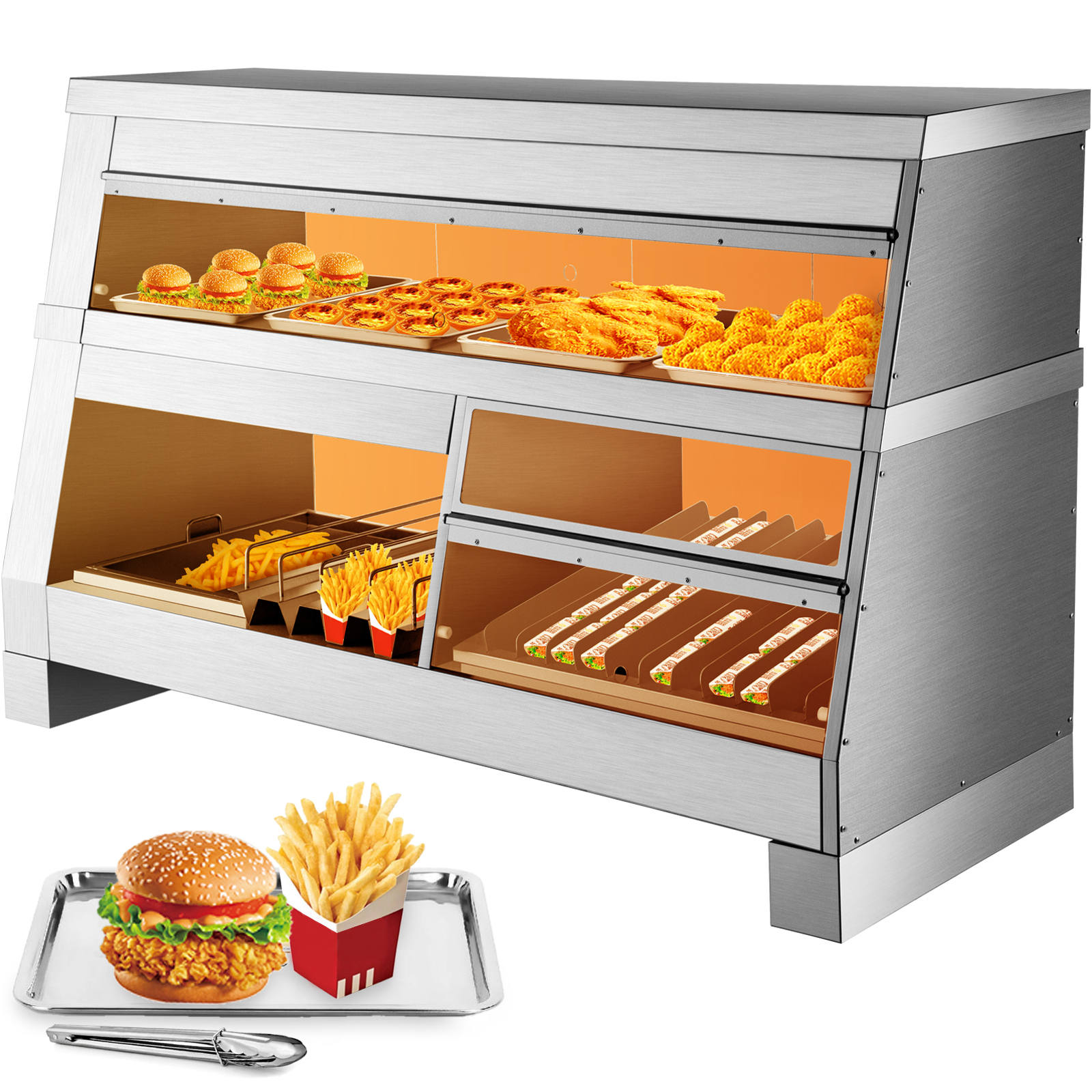 VEVOR Commercial Food Warmer Display Bain Marie 2-Layer Showcase ...