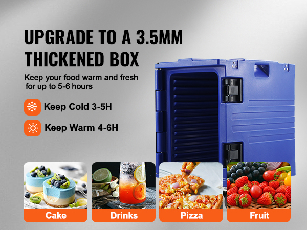 VEVOR Insulated Food Pan Carrier Front Load Catering Box w/ Wheels 82 Qt Blue | VEVOR CA