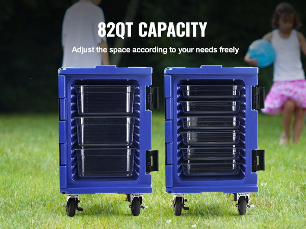 VEVOR Insulated Food Pan Carrier Front Load Catering Box w/ Wheels 82 ...