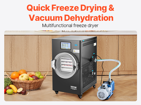 Vacuum Freeze Dryer 4-Layer Fruit Vegetable Freeze Drying Machine w/ Pump Black | VEVOR US