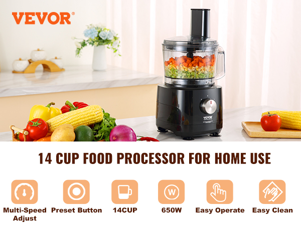 VEVOR Food Processor, 14-Cup Vegetable Chopper for Chopping, Mixing ...