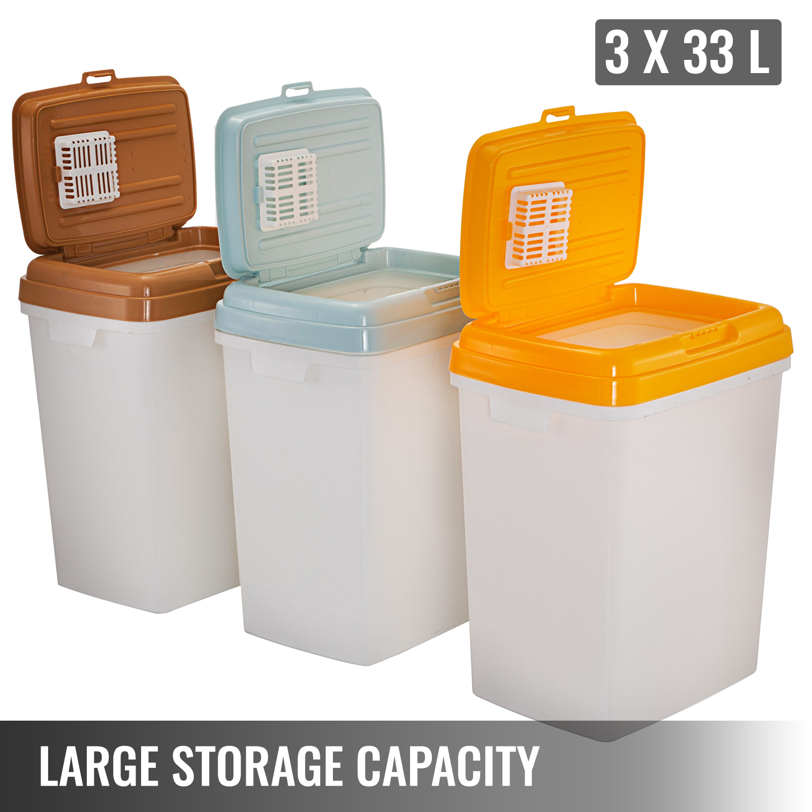 Vevor Triple Ingredient Bin Cart Ingredient Storage Bin 3 X 7.3 Gallon ...