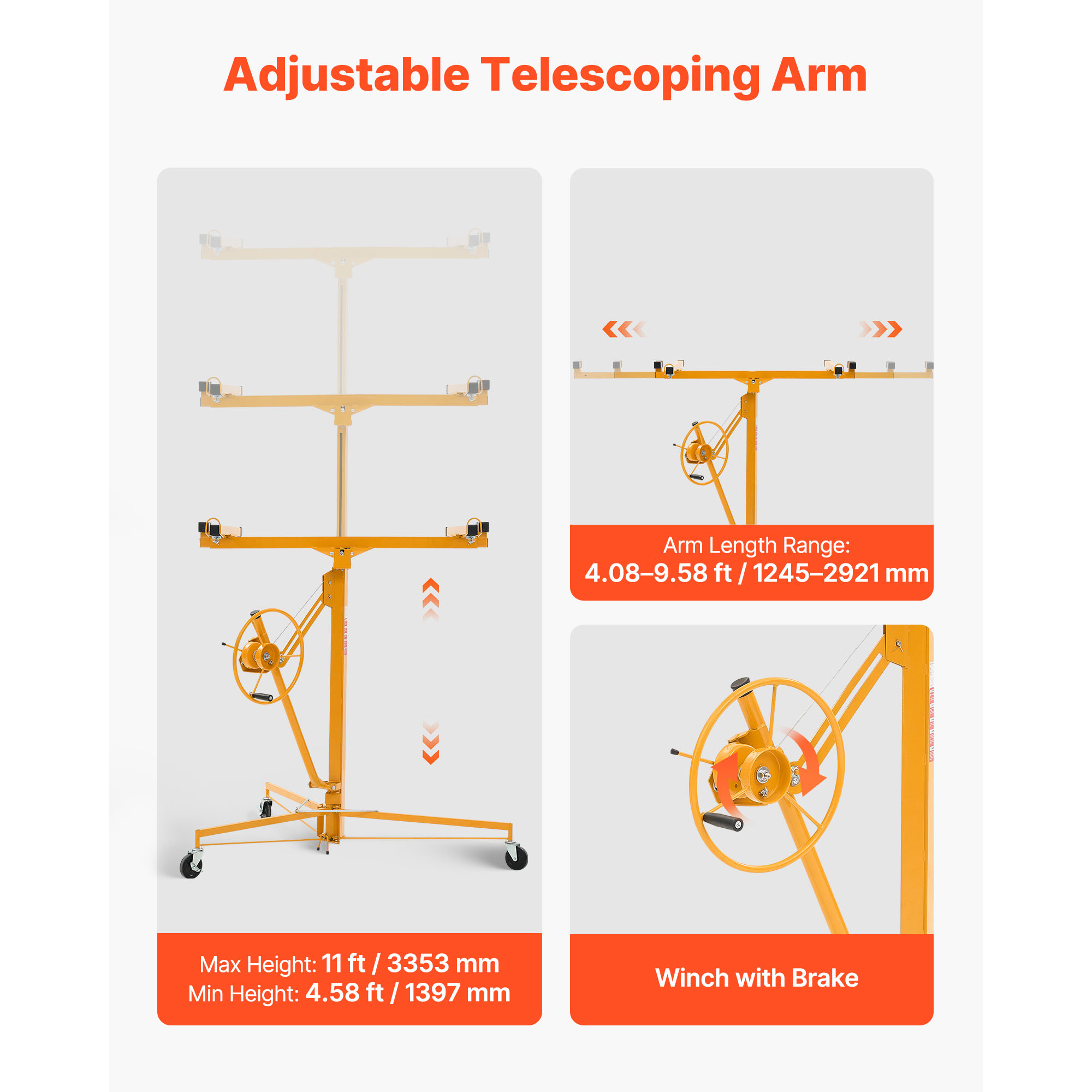 Mophorn 3353mm Drywall Lift, Durable 68 kg Sheetrock Hoist with ...
