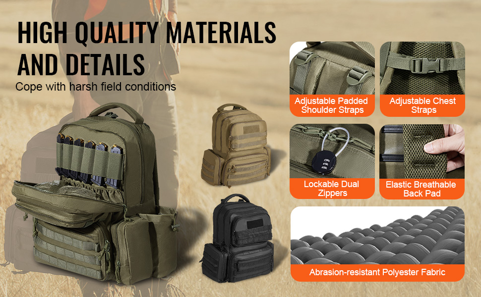 Vevor Tactical Range Backpack For 6 Pistols Gun Backpack Green Vevor Au