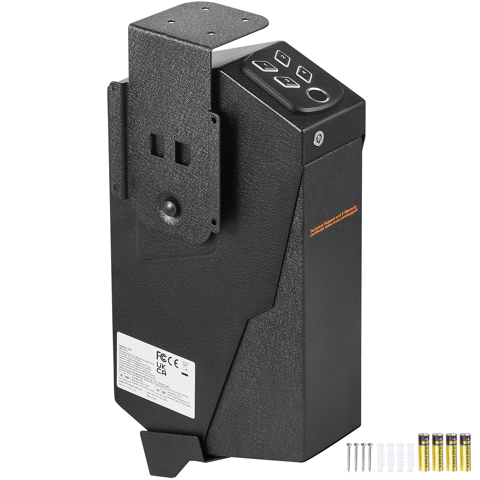 Uimoso Mounted Gun Safe for Pistols Biometric Gun Safe 3 Access Ways 1 ...