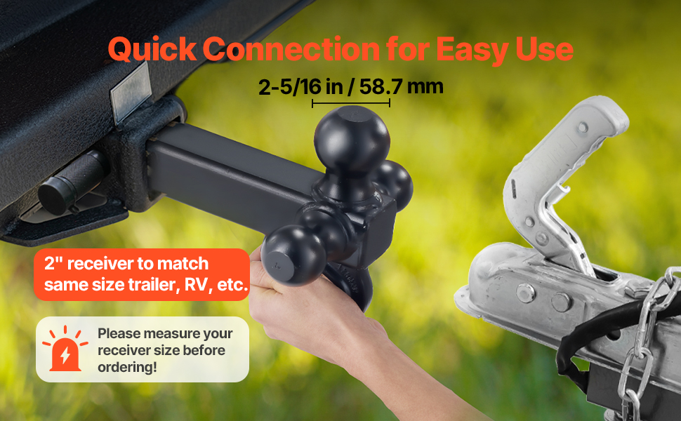 Trailer Hitch 2" Receiver 1-7/8" & 2" & 2-5/16" Tri-Ball Hitch with ...