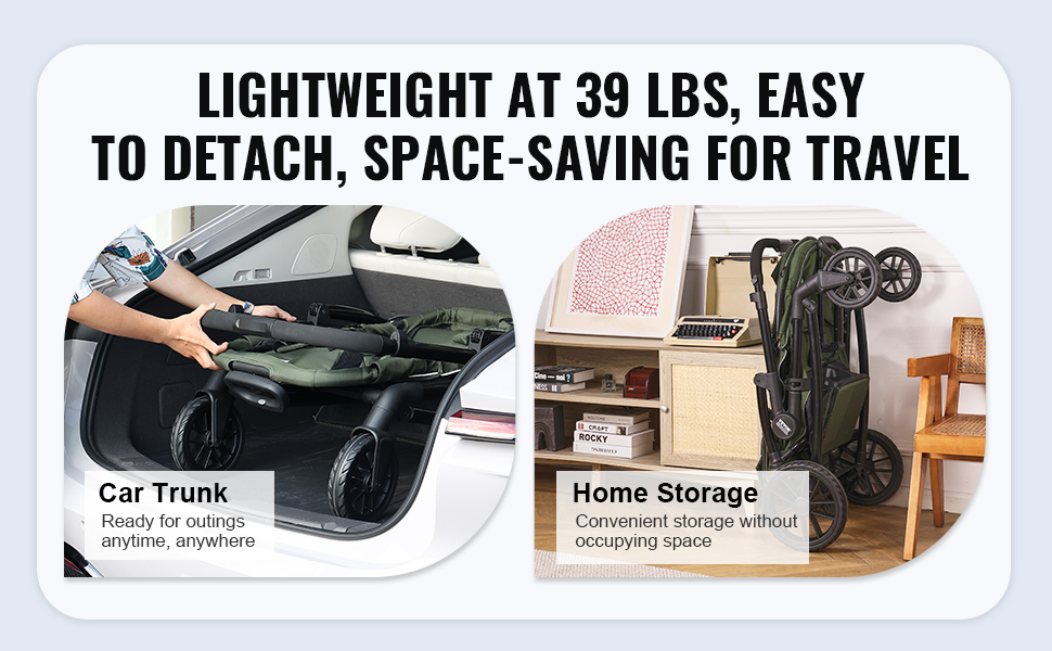 VEVOR All-Terrain Stroller Wagon, 2 Seats Foldable Expedition 2-in-1 ...