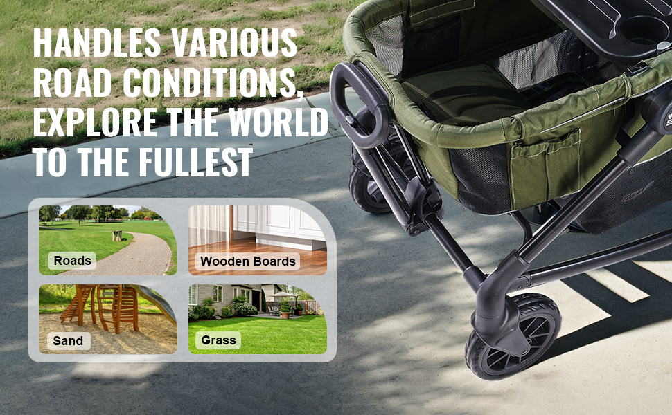 VEVOR All-Terrain Stroller Wagon, 2 Seats Foldable Expedition 2-in-1 ...