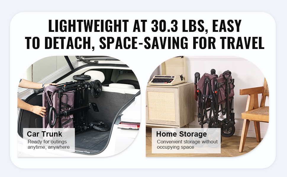 VEVOR Wagon Stroller for 2 Kids, Push Pull Quad Collapsible Stroller ...