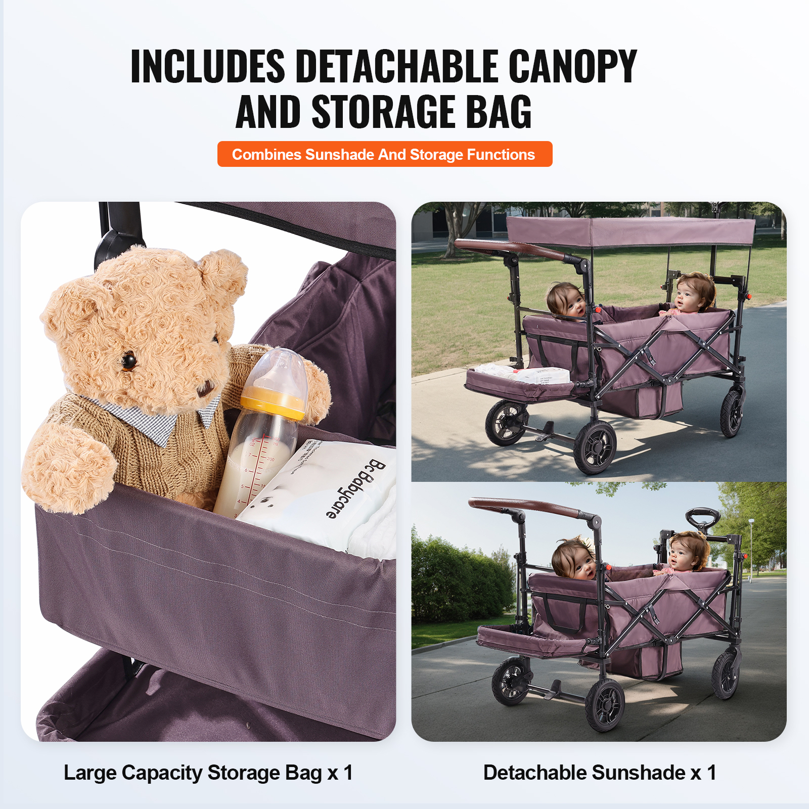 Uimoso Double Stroller for 2 Kids Collapsible Toddler Wagon Stroller ...