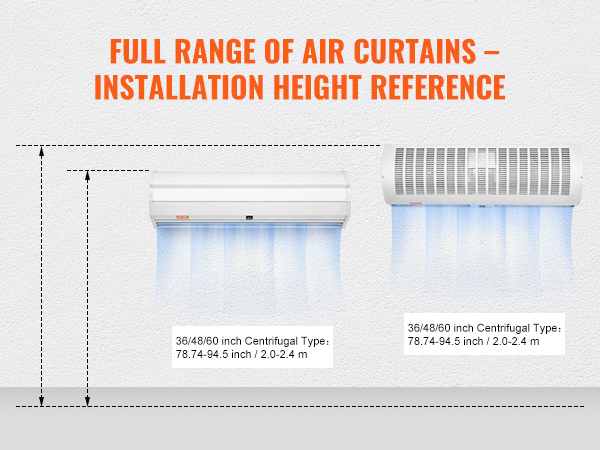 VEVOR 36" Commercial Indoor Air Curtain Super Power 2 Speeds 900CFM ...