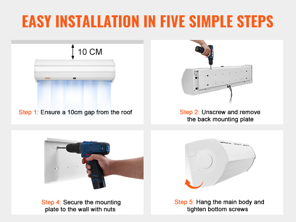 VEVOR 36" Commercial Indoor Air Curtain Super Power 2 Speeds 900CFM ...