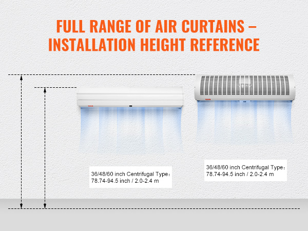 VEVOR 48" Commercial Indoor Air Curtain Super Power 2 Speeds 1200CFM ...