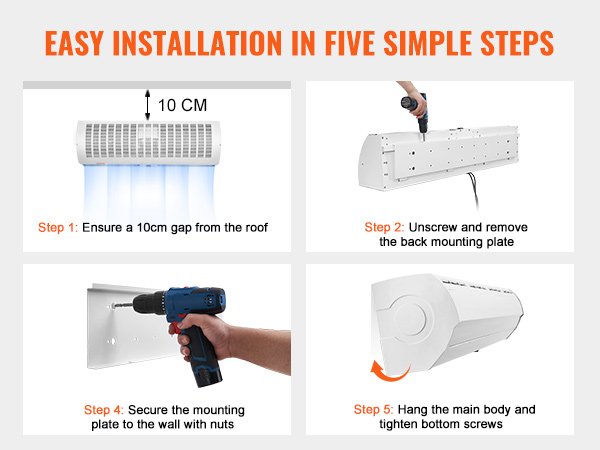 VEVOR 48" Commercial Indoor Air Curtain Super Power 2 Speeds 1200CFM ...