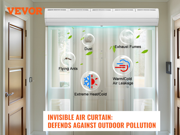 VEVOR 60" Commercial Indoor Air Curtain Super Power 2 Speeds 1500CFM ...