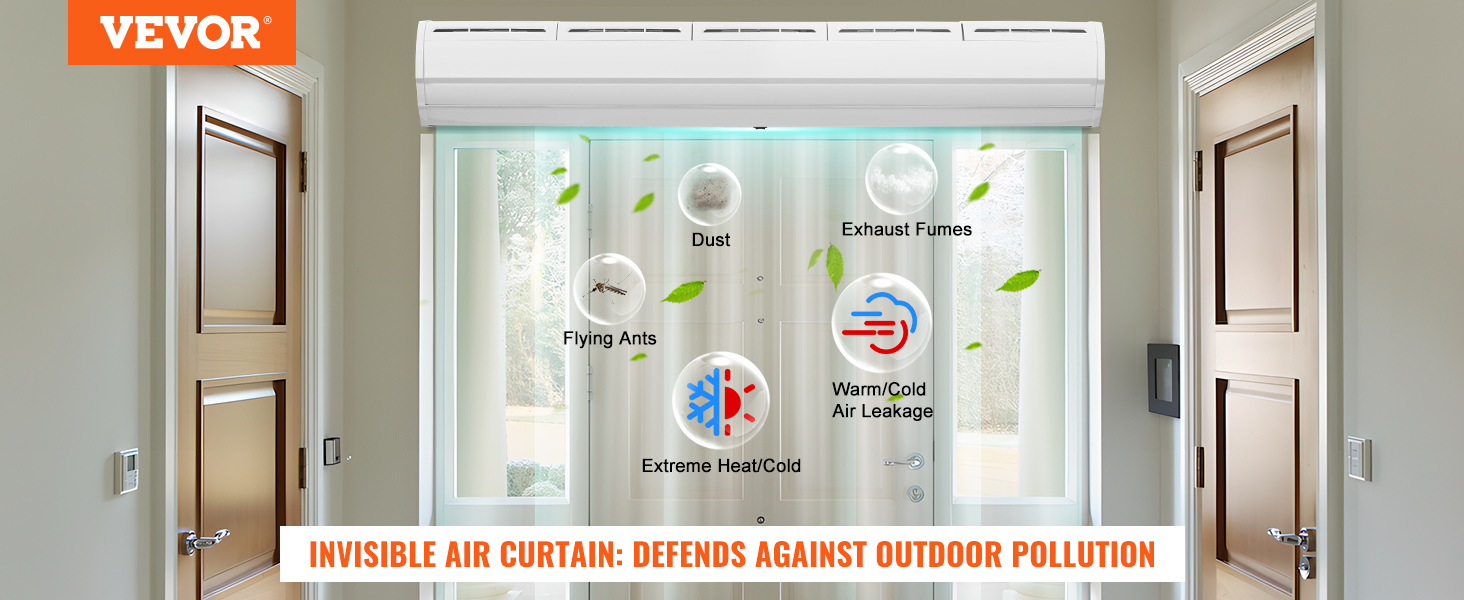 VEVOR 60" Commercial Indoor Air Curtain Super Power 2 Speeds 1500CFM ...