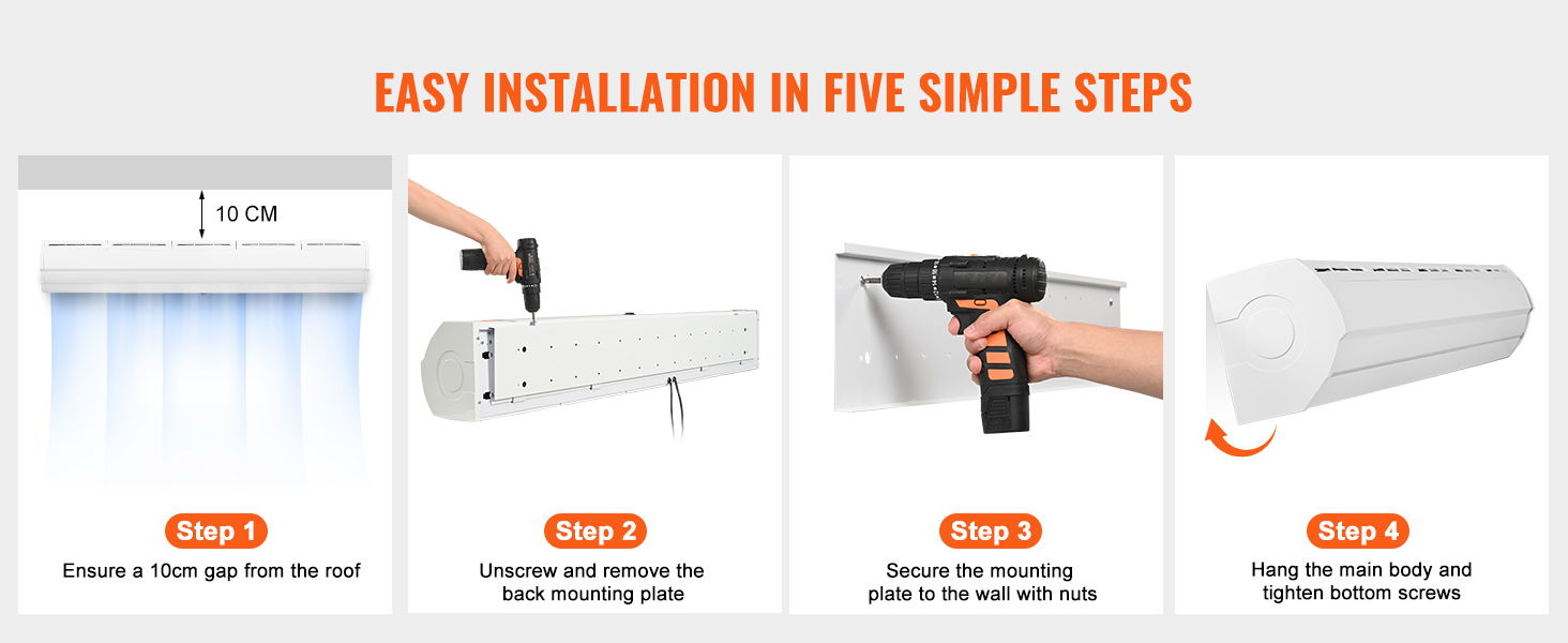 VEVOR 60" Commercial Indoor Air Curtain Super Power 2 Speeds 1500CFM ...