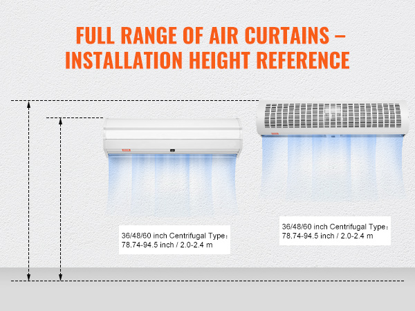VEVOR 42" Commercial Indoor Air Curtain Super Power 2 Speeds 1350CFM ...