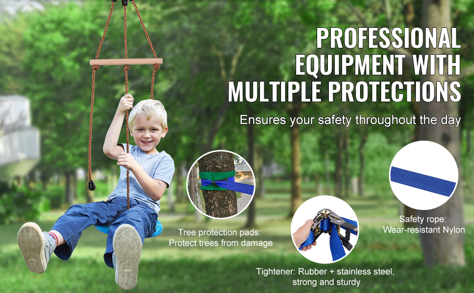 VEVOR 52 ft Zip Line Kit for Kids Adult Trolley Slackers Zipline Up to ...