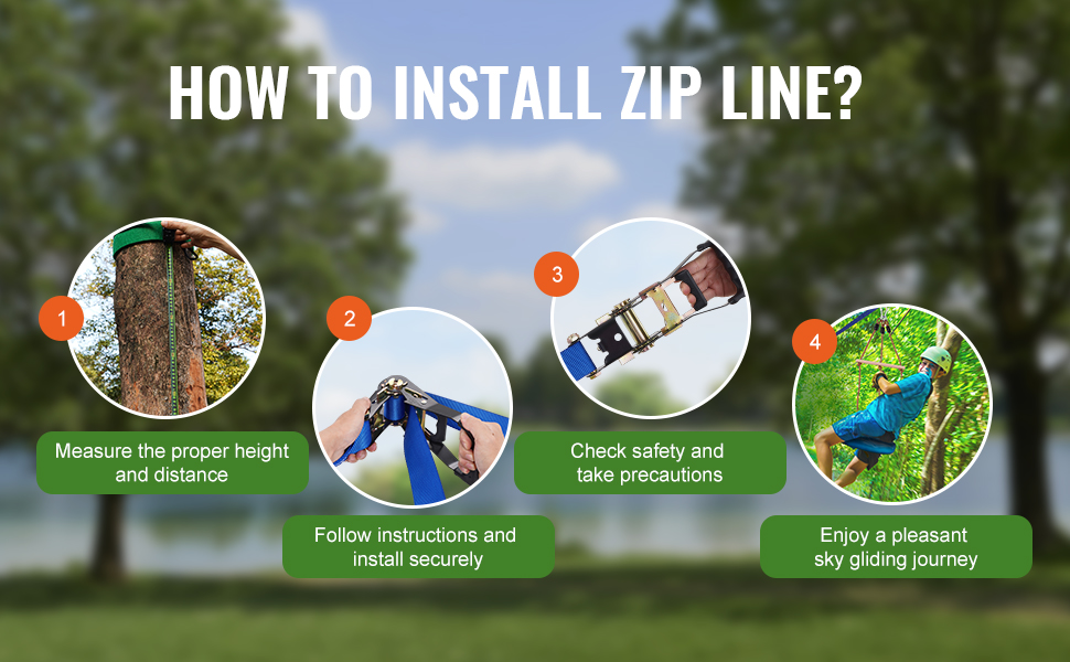 VEVOR 52 ft Zip Line Kit for Kids Adult Trolley Slackers Zipline Up to ...