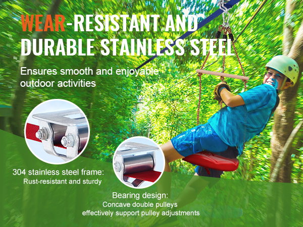 VEVOR Zipline Kit for Kids and Adult, 65 ft Zip Line Kits Up to 500 lb ...