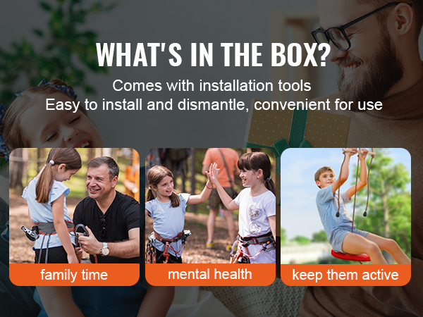 VEVOR Zipline Kit for Kids and Adult, 65 ft Zip Line Kits Up to 500 lb ...