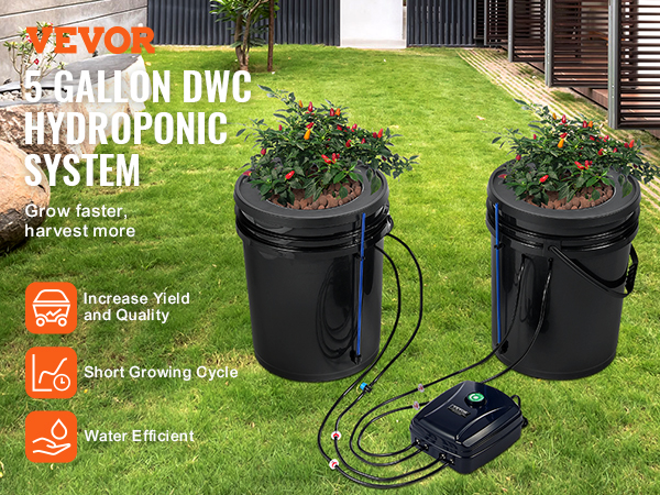 VEVOR DWC Hydroponics Grow System, Hydroponic Growing System with Top ...