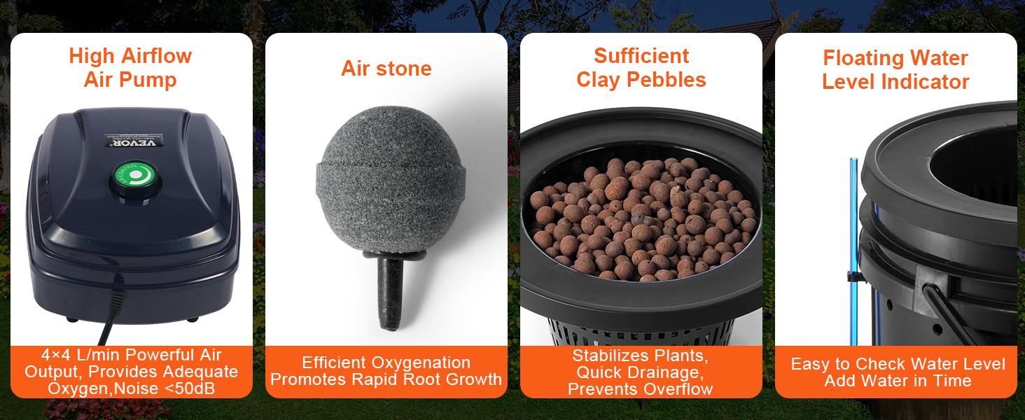 VEVOR RDWC Hydroponics System Recirculating Deep Water Culture 4 ...