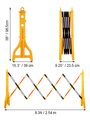 VEVOR Expandable Mobile Barricade 8.3ft Width Plastic Barricade Water ...