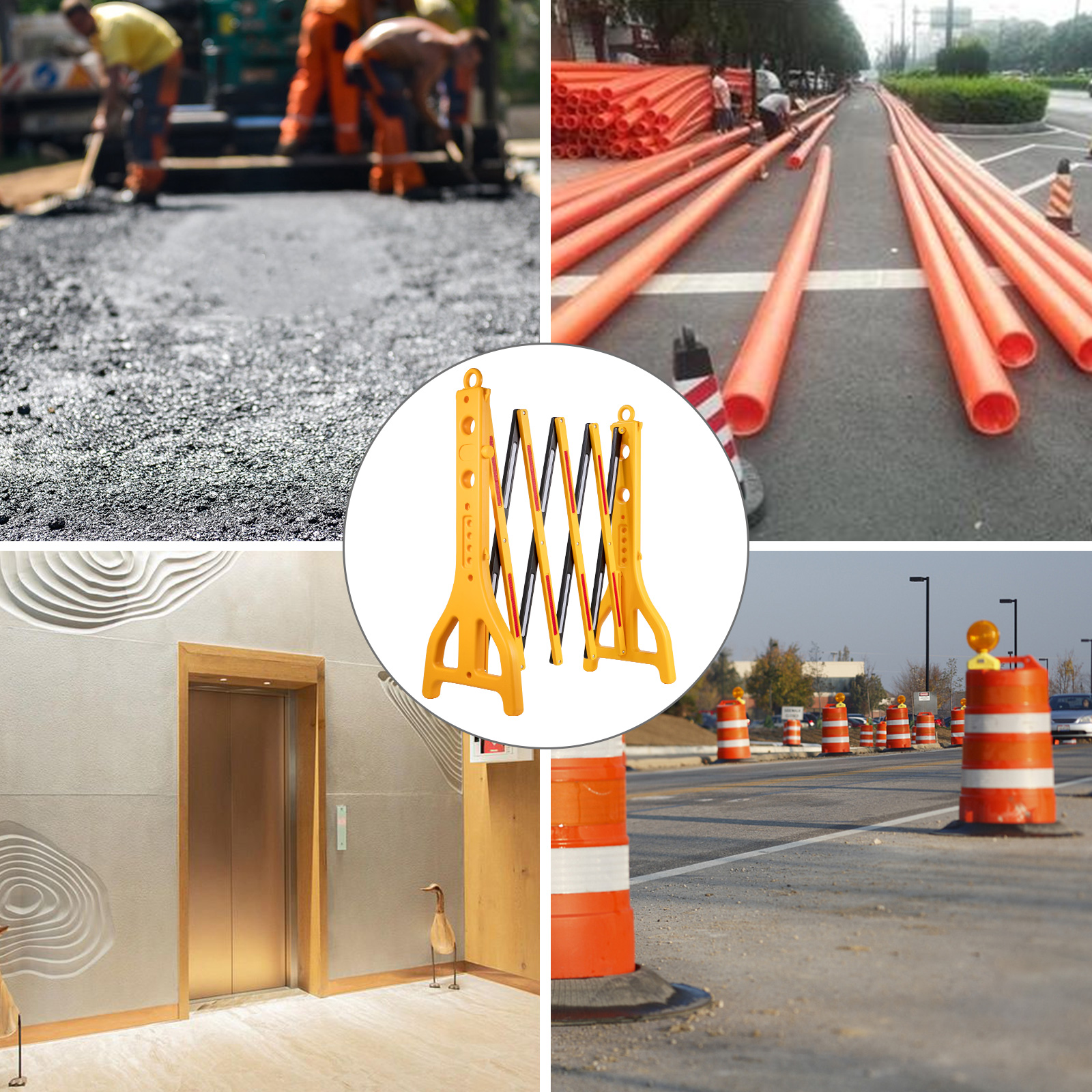 Vevor Erweiterbar Barrier Gelb/schwarz Kommerziellen Mobile Absperrung ...