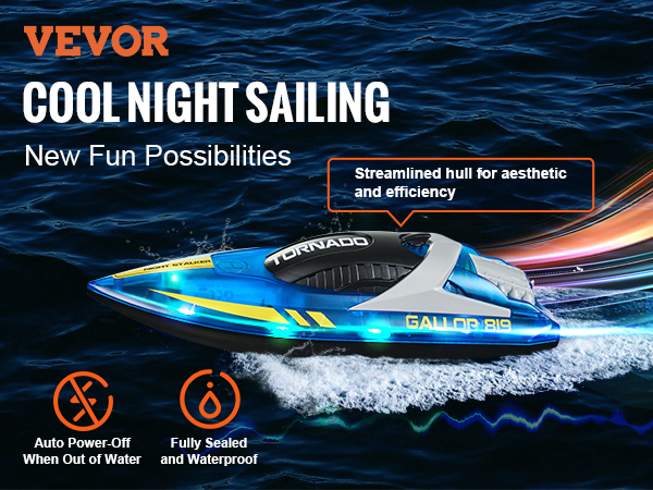 VEVOR RC Boat 2.4 GHz Remote Control Racing Boat 12 km/h Kids Adults ...