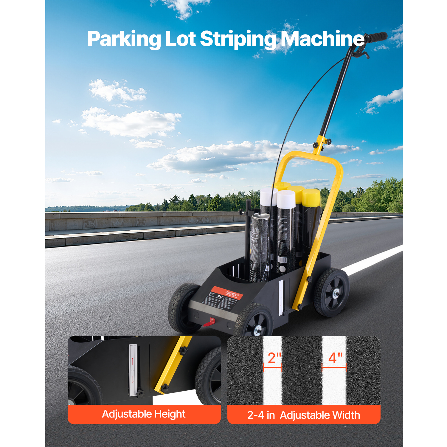 Mophorn Striping Line Marking Machine, 24 x 13 x 35.4 in, 4-Wheel ...