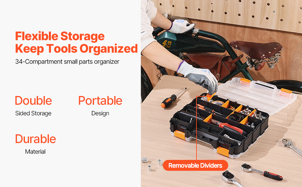 Two-sided！Small Parts Organizer 34-Compartment Double-Sided PP Hardware ...