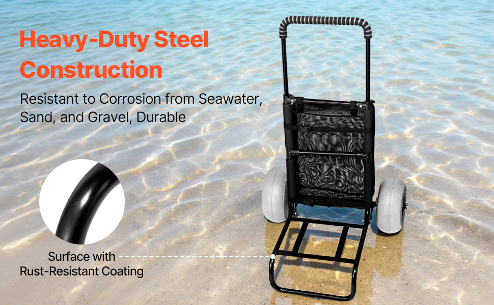VEVOR Beach Dolly with Big Wheels for Sand, 20.1" x 14.6" Cargo Deck, w ...