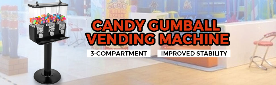 VEVOR Triple Head Candy Vending Machine, 1-inch Gumball Vending Machine ...