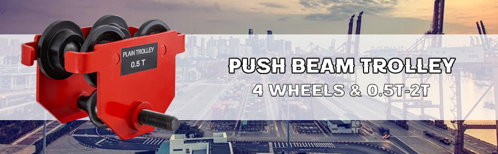 1t Push Beam Trolley Manual Roller Trolley Dual Wheels Push Trolley ...