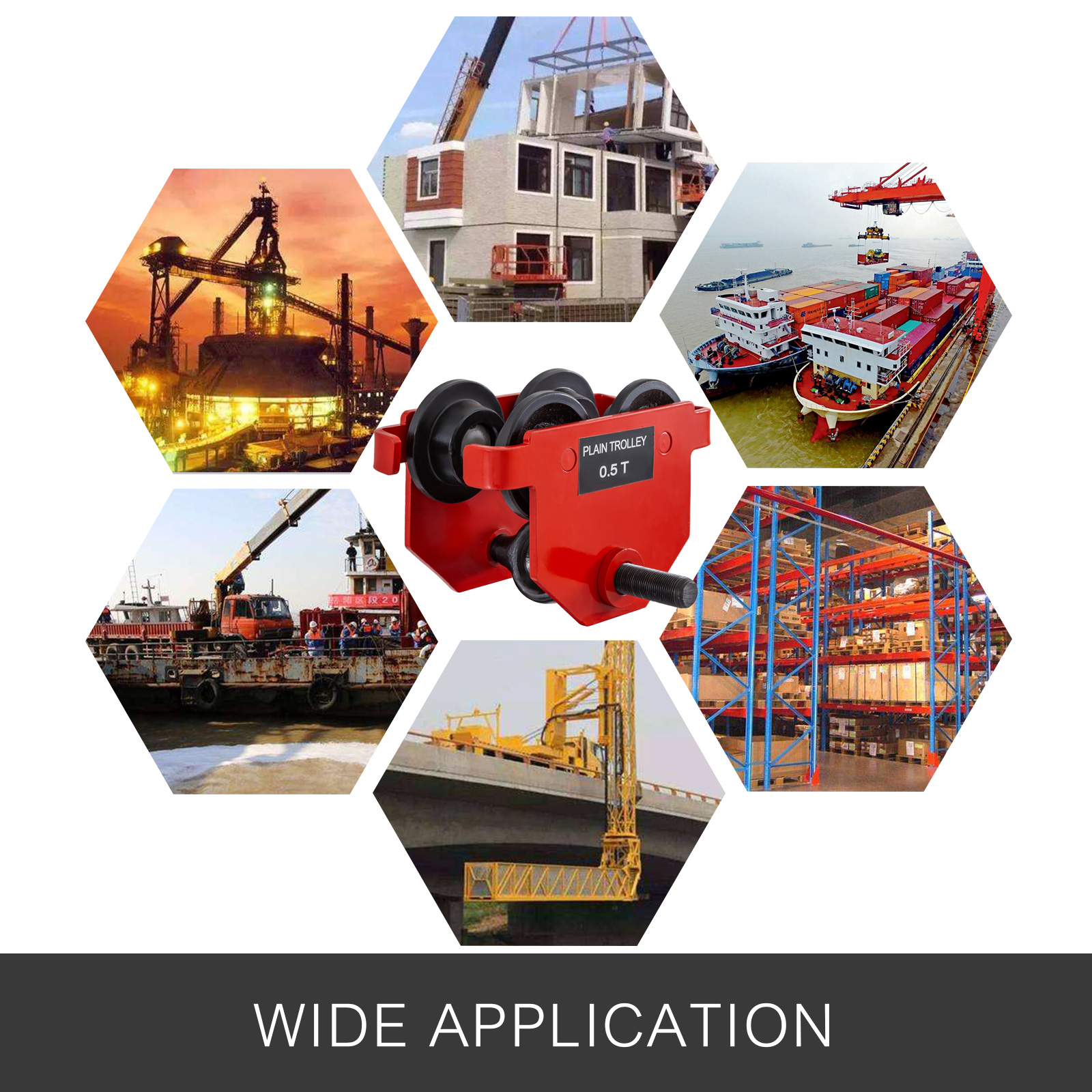 1t Push Beam Trolley Manual Roller Trolley Dual Wheels Push Trolley ...