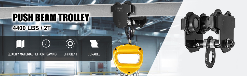 2 Ton Push Beam Trolley For Heavy Loads To 4400 lb Fits Straight ...