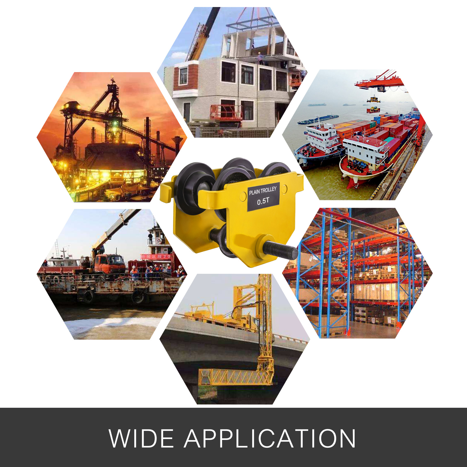 2t Push Beam Trolley Manual Roller Trolley Crane Lift I-beam Track ...