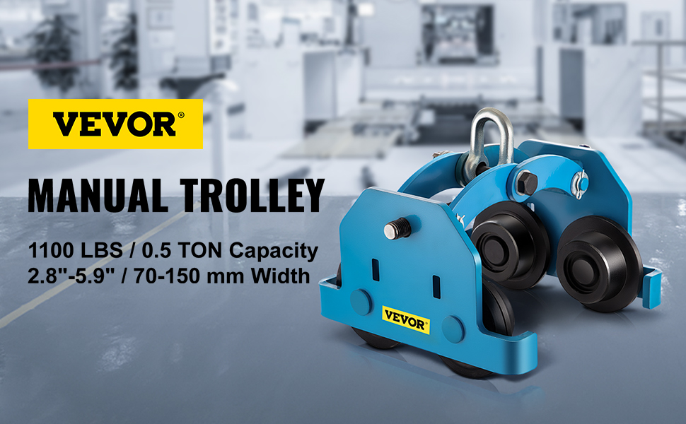 VEVOR Manual Trolley, 1100LBS/0.5Ton Load Capacity Beam Trolley, 2.8-5 ... VEVOR Manual Trolley, 1100LBS/0.5Ton Load Capacity Beam Trolley, 2.8-5 ...