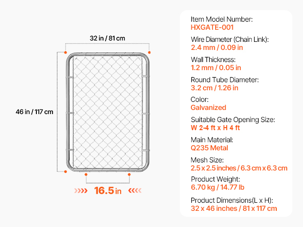 VEVOR Puerta de cerca de alambre de cadena que se adapta a postes de ...