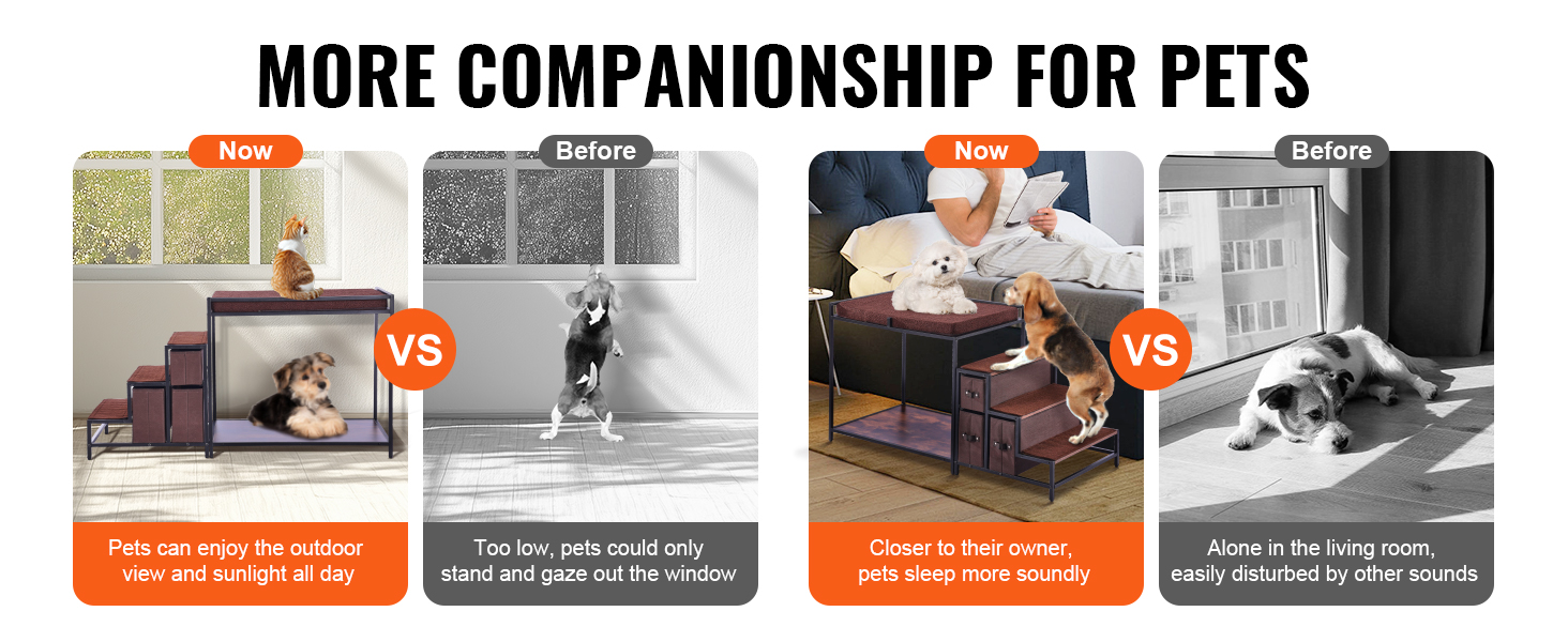 VEVOR Pet Bunk Bed Dog/Cat Window Perch with Stairs Storage Medium Size ...