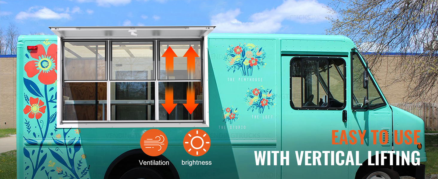 VEVOR Concession Window 60"x36", Aluminum Alloy Food Truck Service ...