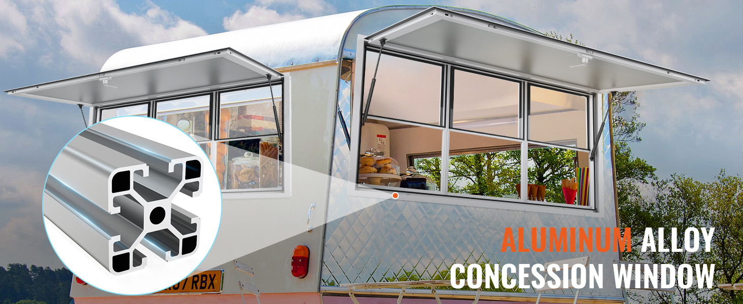 VEVOR Concession Window 60"x36", Aluminum Alloy Food Truck Service ...