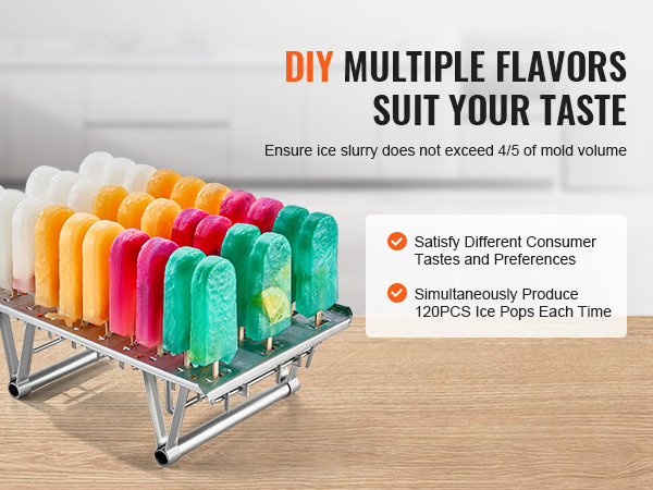 VEVOR Commercial Popsicle Machine 4 Mold Set - 120 PCS Ice Pops Making ...