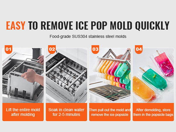 VEVOR Commercial Popsicle Machine 4 Mold Set - 120 PCS Ice Pops Making ...