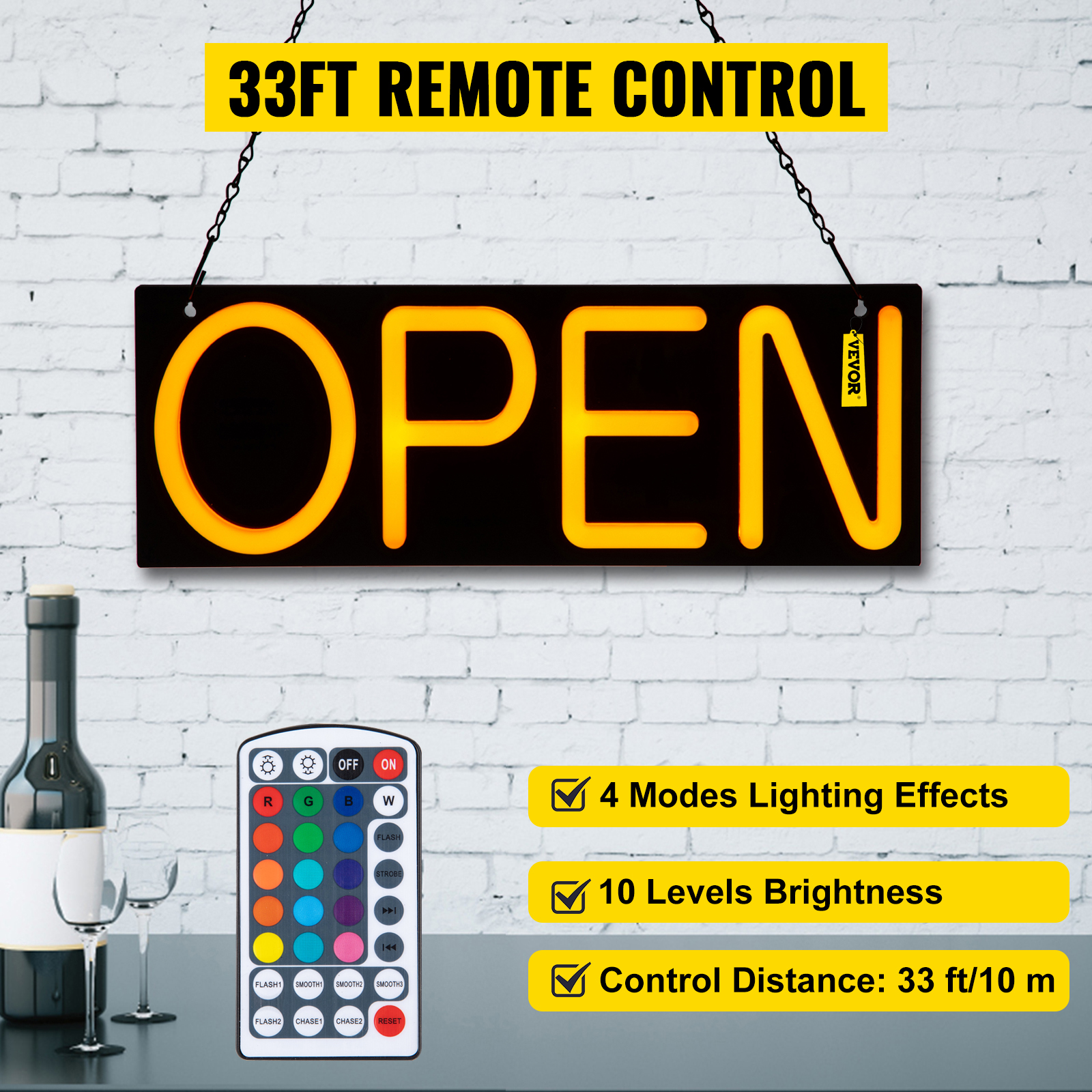 VEVOR LED Open Sign, 22" x 20" Neon Open Sign for Business, Multiple ...