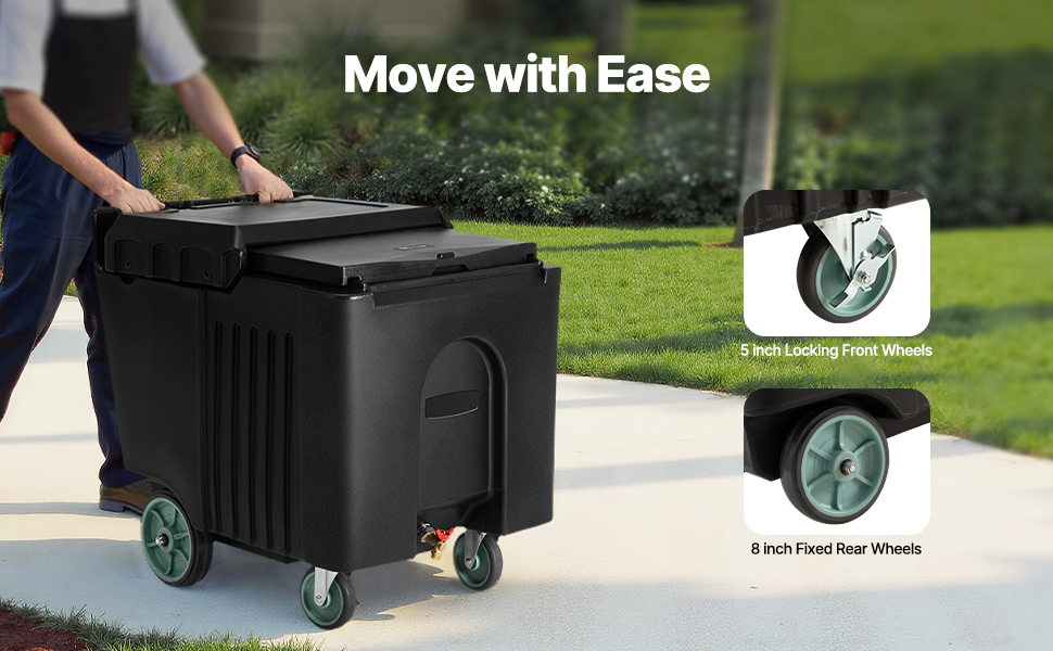 Commercial Ice Bin 61.6 L Portable Ice Caddy with Sliding Lid and Four ...